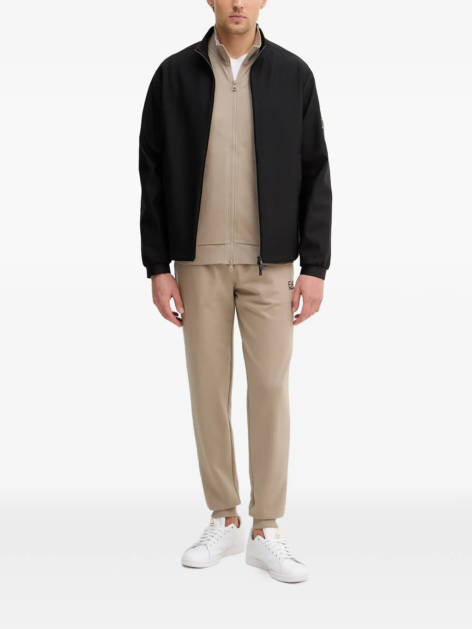 Куртка EA7 EMPORIO ARMANI Zipped geometric bomber jacket, размер 46, черный — фото 1