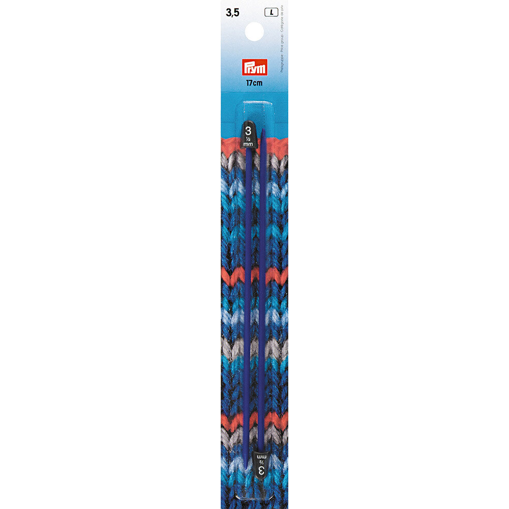 Спицы прямые PRYM 218401 пластик d 3.5 мм, 17 см синие