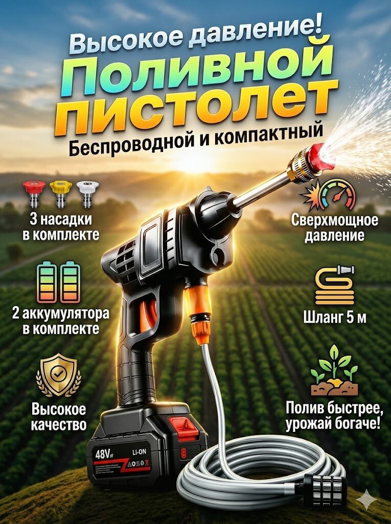 Насос аккумуляторный для полива из бочки, 48V