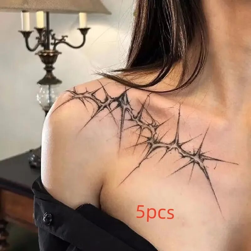 Временная татуировка плечевая с шипами черная Black-5Pcs