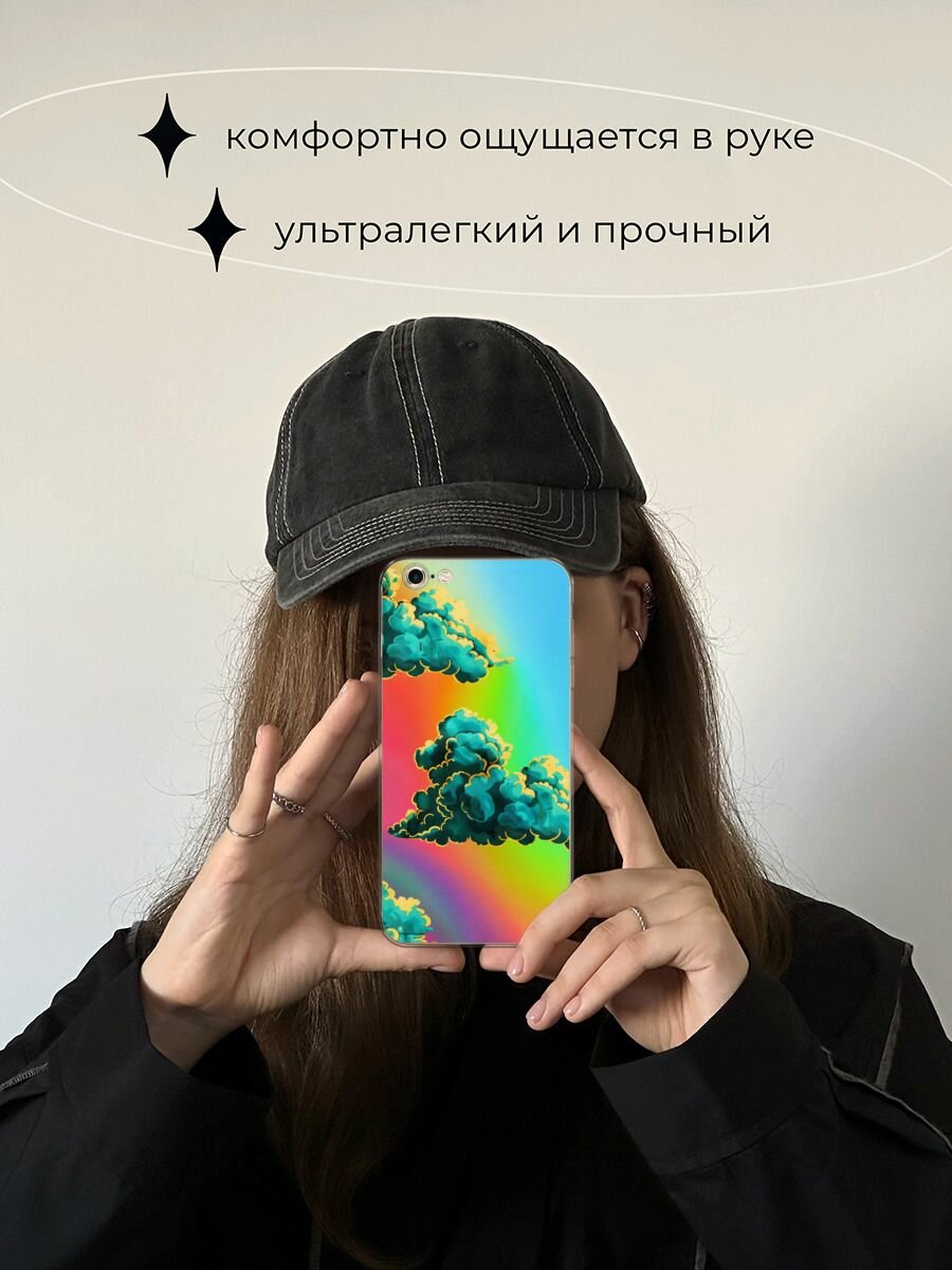 Чехол на Apple iPhone 6 Plus/6S Plus / Айфон 6 Плюс/Айфон 6С Плюс с принтом Звезды с облаками, прозрачный — фото 1