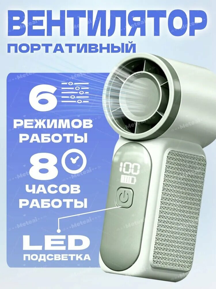 Meteai Портативный вентилятор Портативный ручной мини вентилятор, Настольный вентилятор, USB аккумуляторный, подарок для женщин и мужчин, светло-зеленый