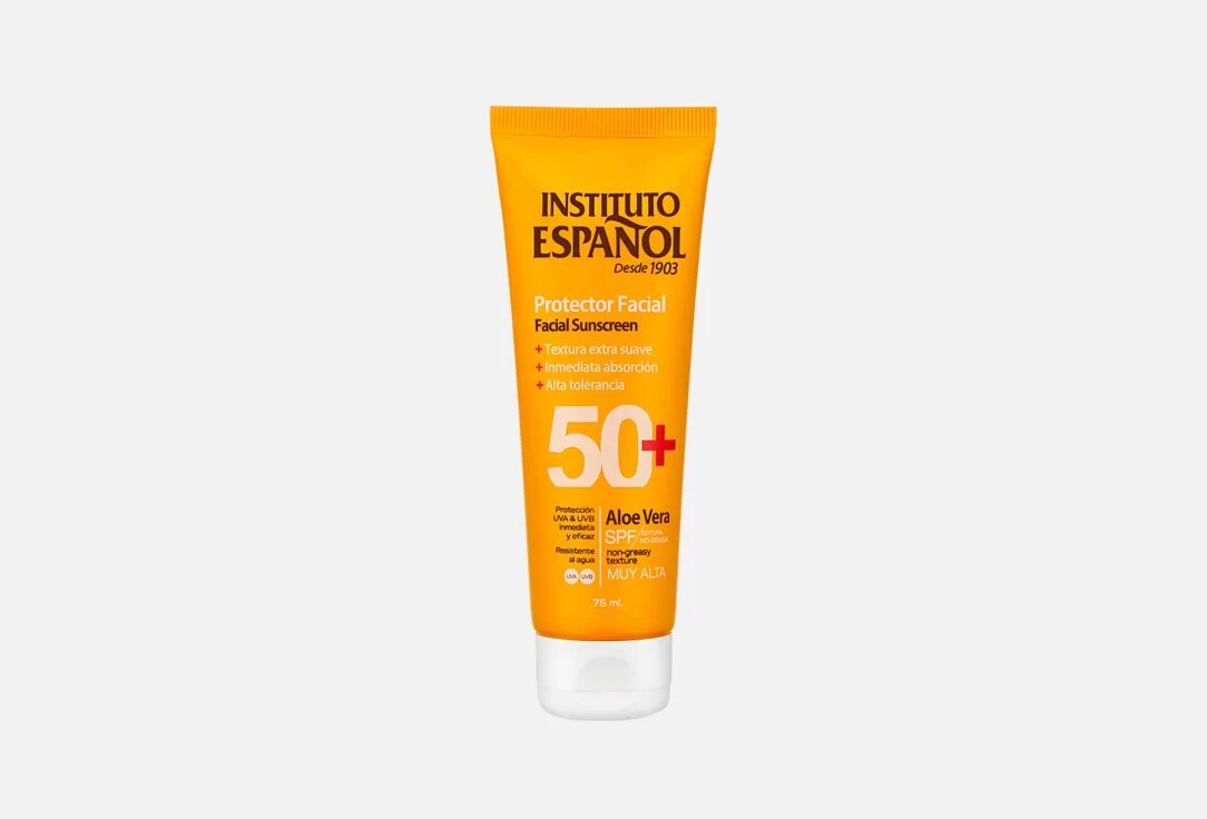 INSTITUTO ESPANOL ALOE VERA Солнцезащитный влагостойкий крем для лица SPF50+ 75 мл