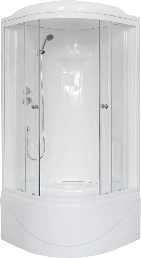 Душевая кабина Royal Bath RB 90BK1-T стеклянная, 90x90, высокий поддон, закрытая (с крышей), без гидромассажа, с белым профилем с функцией тропический душ