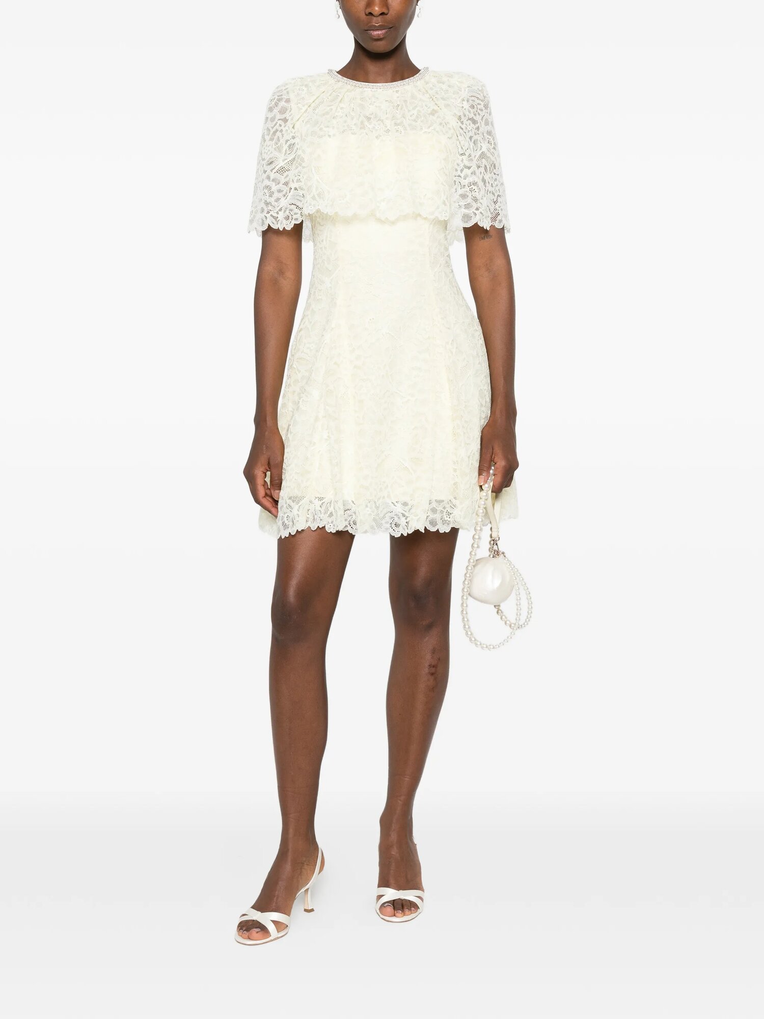 Платье Self-Portrait Lace mini dress, размер 8, yellow — фото 1