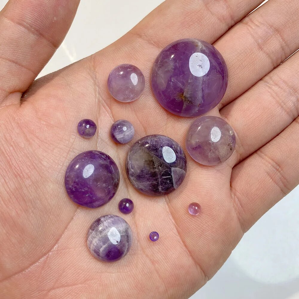 Аметист кабошоны 12 мм, фиолетовый, NO.15 Amethyst, 10 шт.
