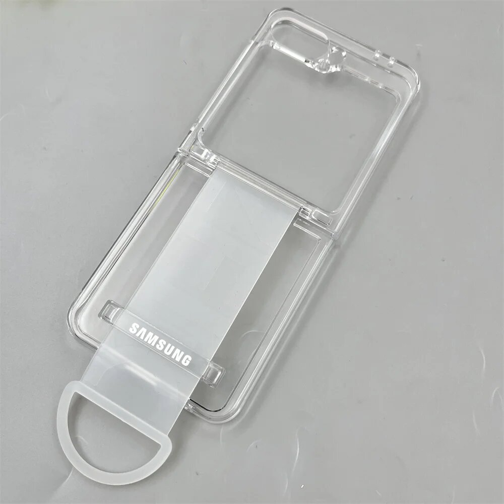Чехол-накладка Samsung Z Flip7 с прозрачным ремешком на запястье, Белый, White, For Z Flip 7