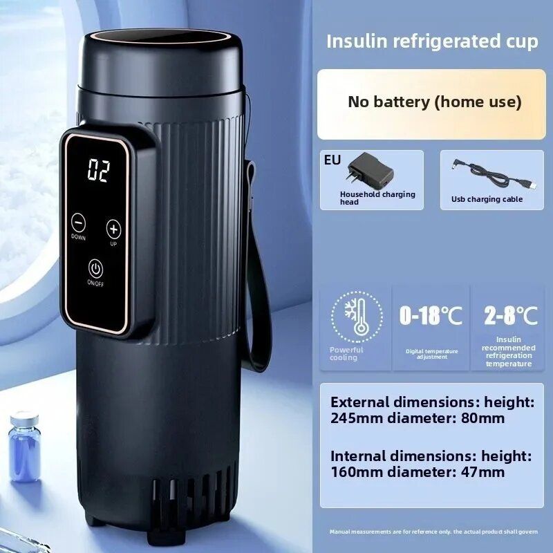 Портативный мини-холодильник для инсулина USB 2-8°C Black-EU Plug