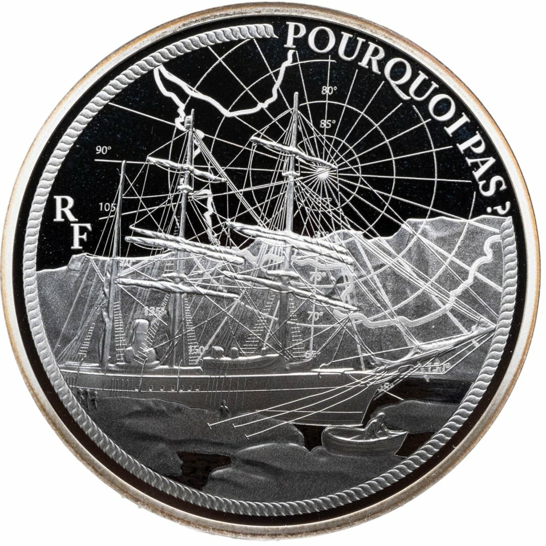 Франция 10 euro евро 2014 "Великие французские корабли - барк "Почему бы и нет?", Серебро 900, в сохранности Proof