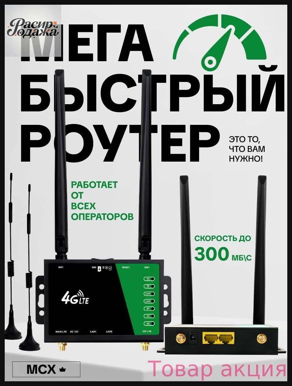 Роутер WiFi под SIM-карту 4G, вайфай модем с 2 выносными антеннами (ДР5)
