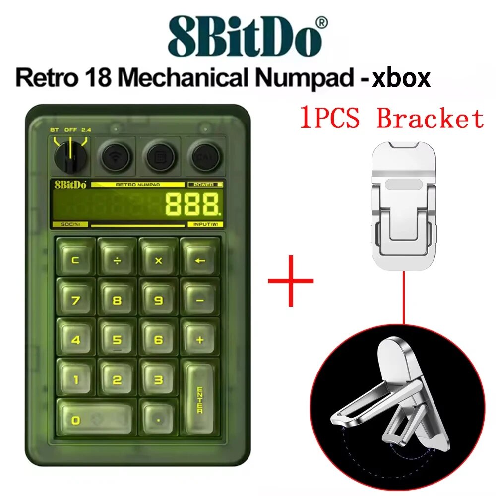 Механическая цифровая доска 8BitDo Retro 18, совместимая с Windows/Android 2,4G, USB-C, режим калькулятора с возможностью горячей замены