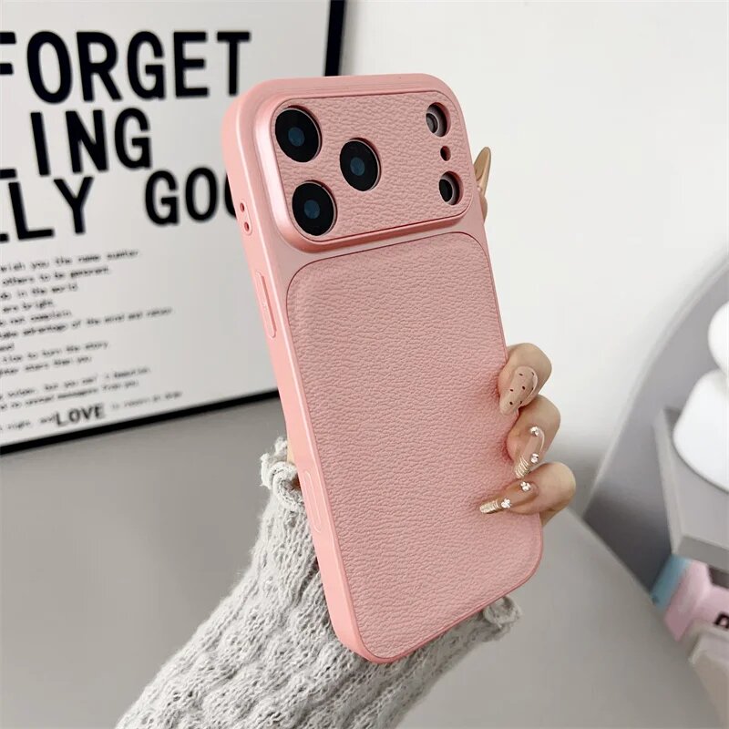 Матовый чехол из искусственной кожи для iPhone 17, Air 16, 15, 14, Айфон 16 Про Макс, Розовый, Pink
