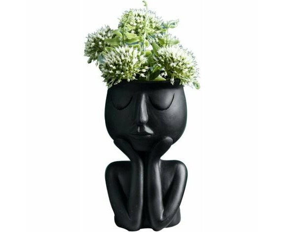Ваза для суккулентов Yellow Abstract Face Nordic, размер 8.5см*15см, материал высококачественный смола