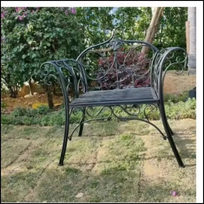 Садовое кресло, металлическое, черное, 84х41х41 см, 1 шт, ретро-стиль