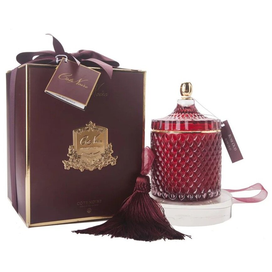 Ароматическая свеча Côte Noire Rose Oud Grand Red & Gold Art Deco Candle GML45011