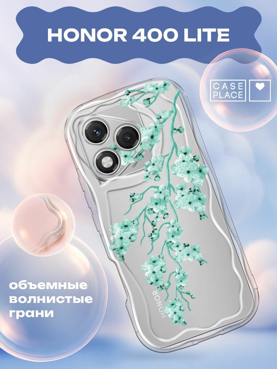 Чехол на Honor 400 Lite / Хонор 400 Лайт с принтом Бирюзовая веточка сакуры