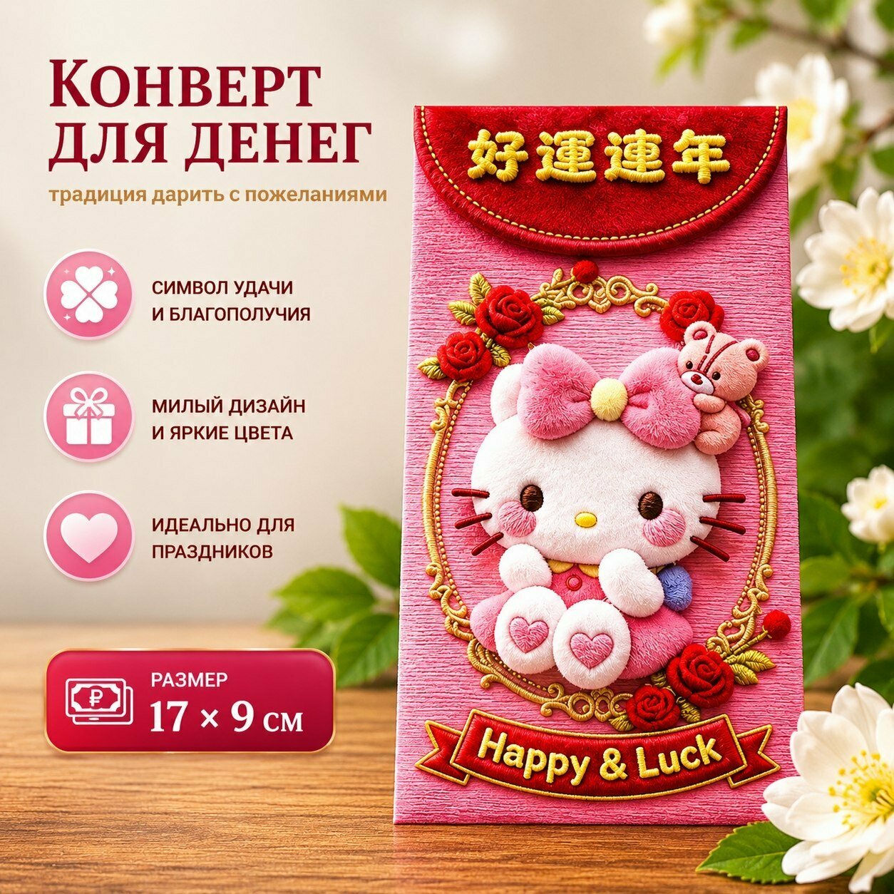 Подарочный конверт для денег Hello Kitty