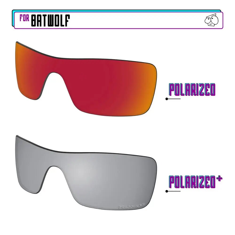 EZReplace линзы Oakley Batwolf Red P Polarized, Silver P Plus Polarized
