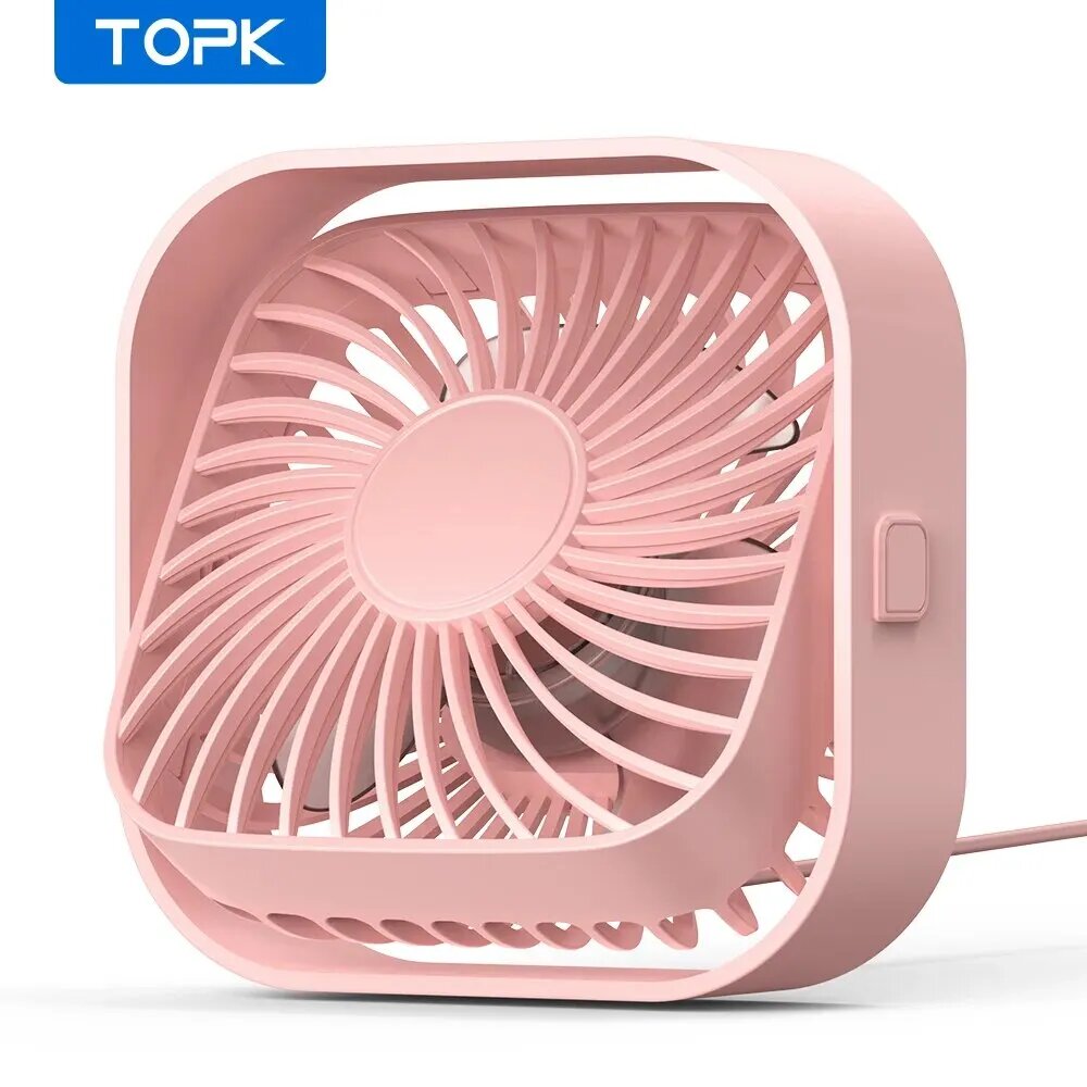 Портативный вентилятор TOPK 3 скорости Розовый, PinkПортативный вентилятор TOPK 3 скорости Розовый, Pink