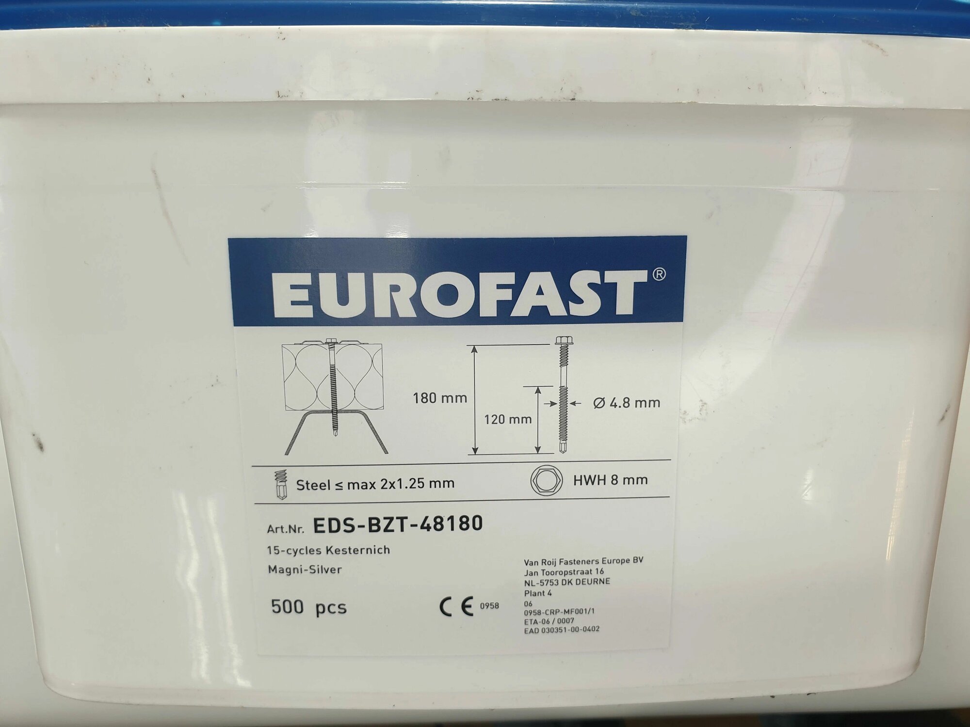 Саморез для сэндвич-панелей 4.8x180 SW8 (500 pcs) EUROFAST, Германия
