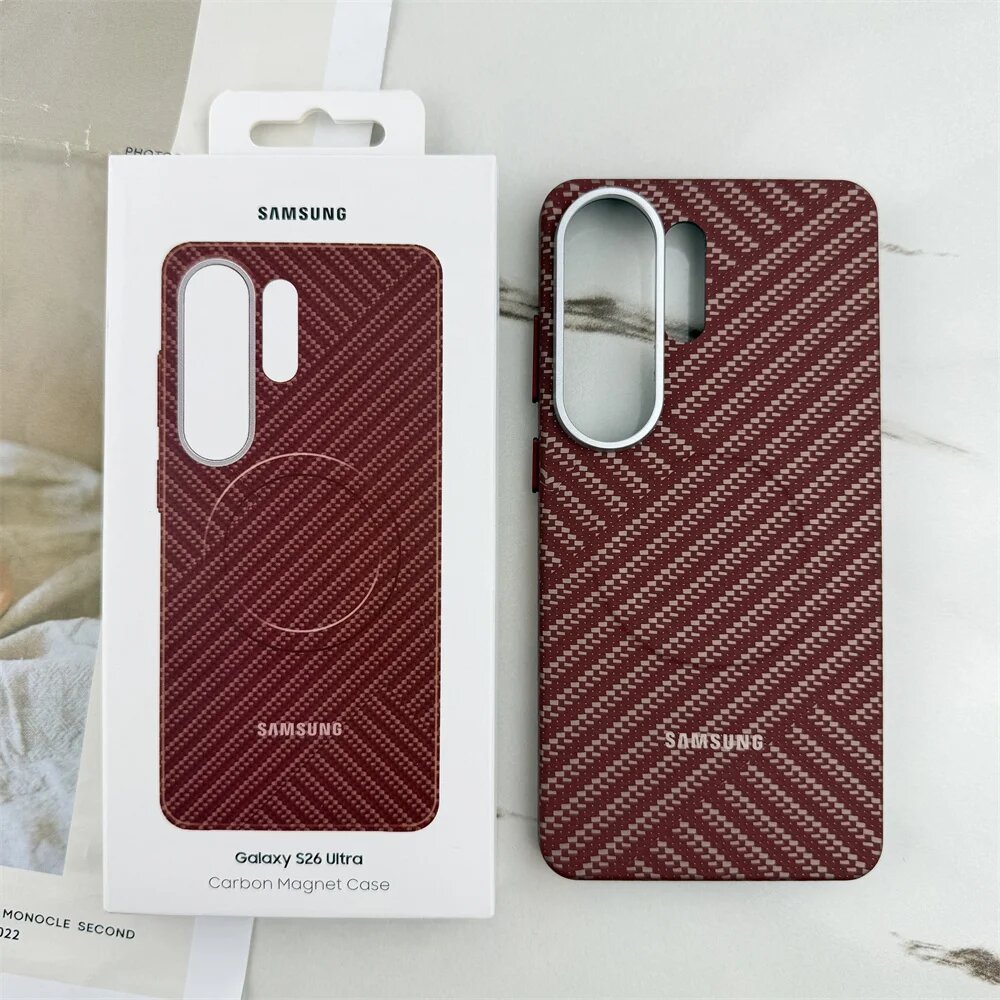 Samsung Galaxy S26 Ultra, чехол Carbon Magnet Case, красный