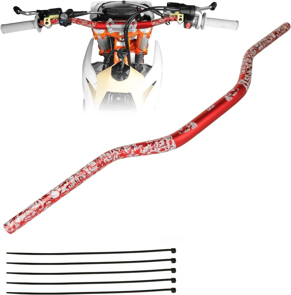 Универсальный руль PRO CAKEN 1 1/8" (28 мм) для мотоциклов CRF, KLX, KX, LTR, TRX, SX, SXF, EXC, XCW, питбайков, скутеров, квадроциклов, Grizzly, Hawk 250, велосипедов, черный.