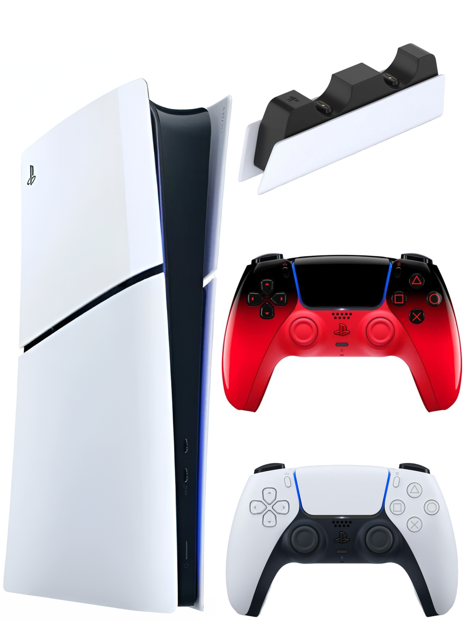 Игровая приставка Sony PlayStation 5 Slim Digital Edition, 825 ГБ + 2-ой геймпад (techno red) и зарядная станция