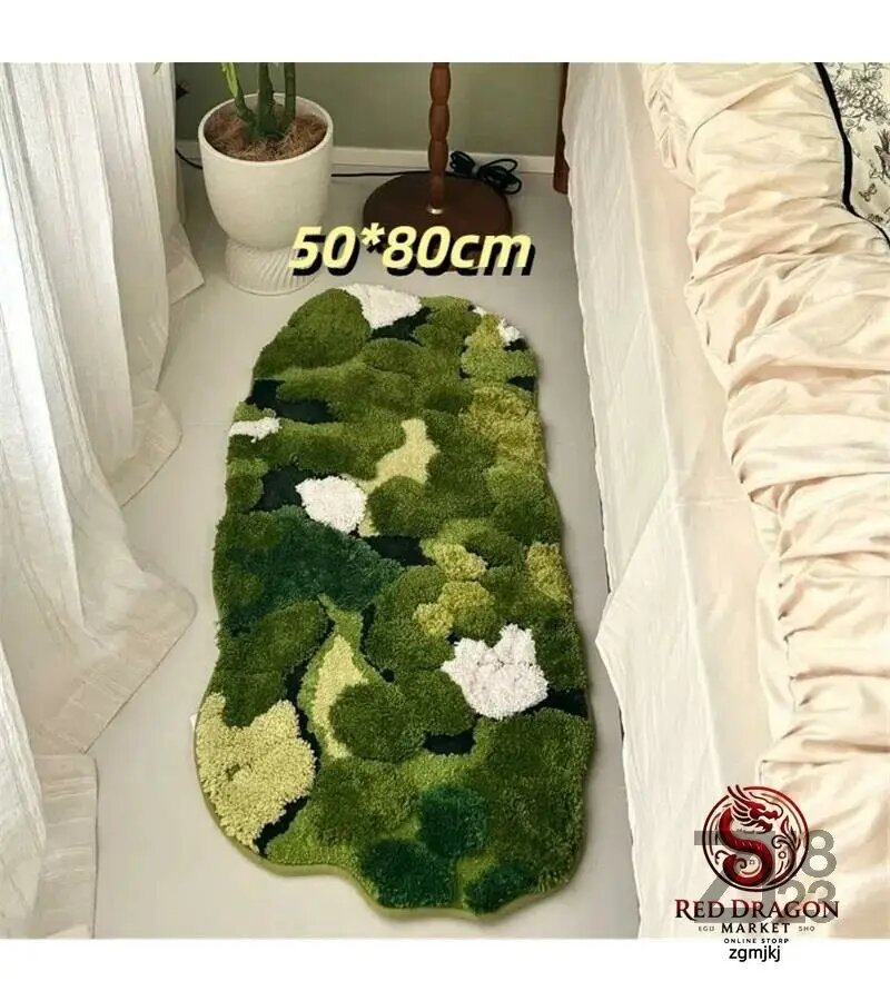 Зеленый ковер-мох 3D, мягкий ворс, TPR антискользящее покрытие, 50×80 см