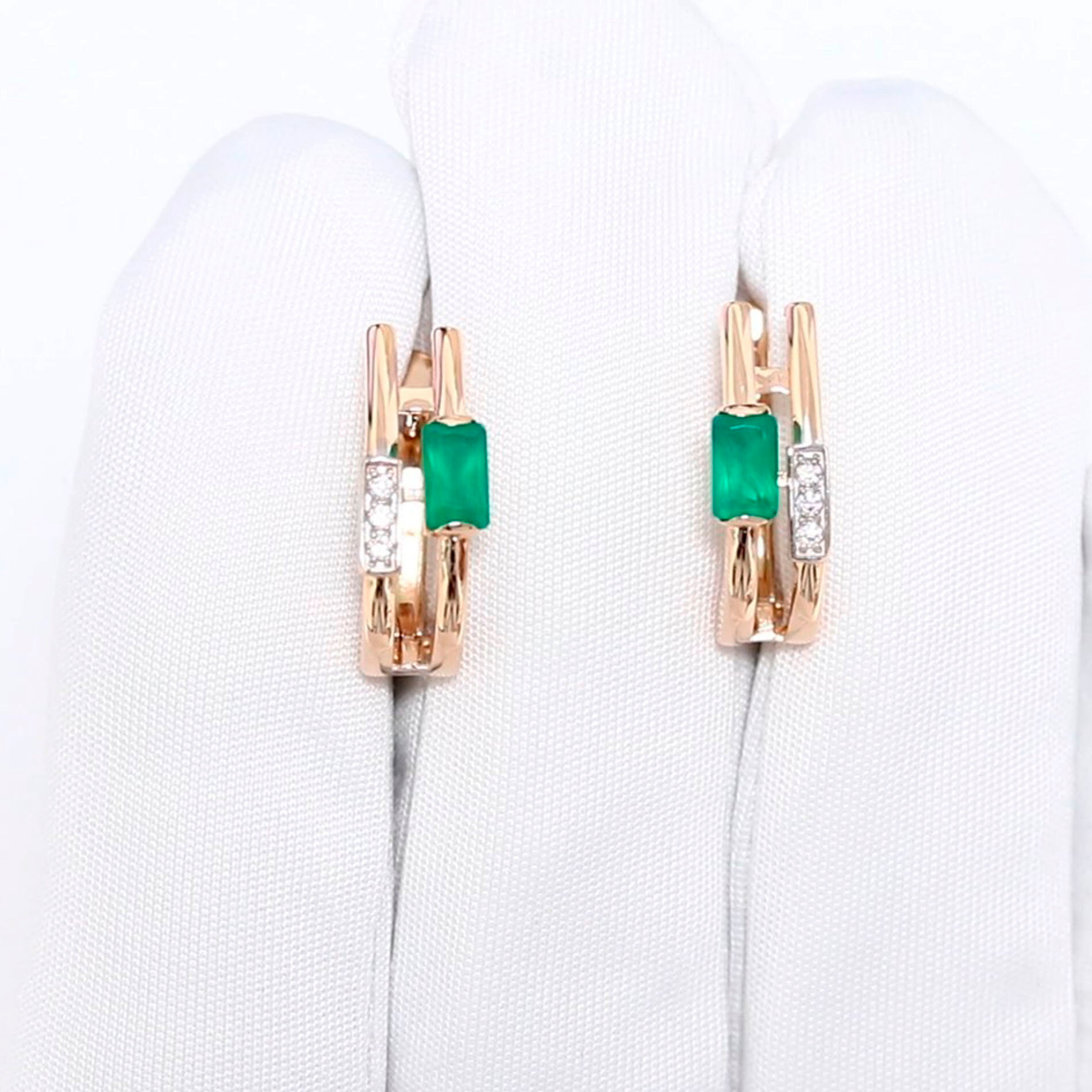 Серьги, красное золото, 585 проба, фианит, агат