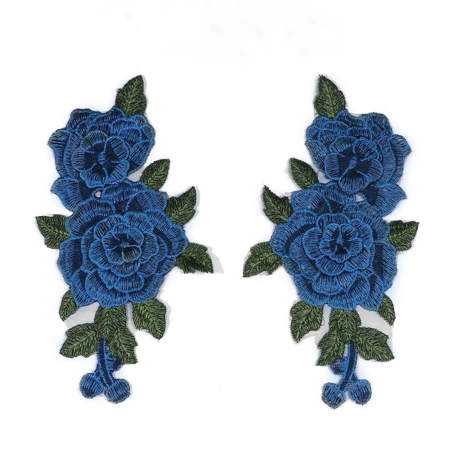 Вышитые нашивки-розы из полиэстера OEMOO 24*12 см blue 10Pair