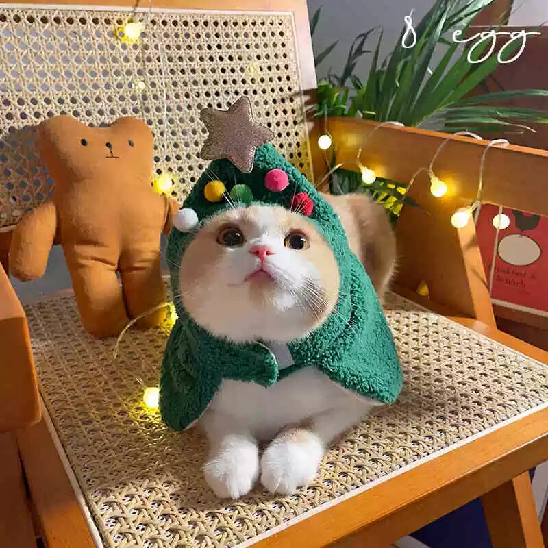 Ёлочная шапочка для кошек, размер S, до 2 кг, зимняя теплая одежда