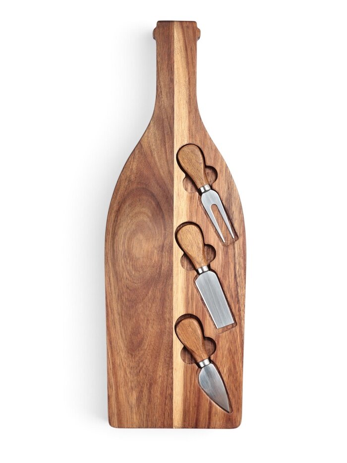 Набор для подачи сыра Magistro Bottle, 3 ножа, 48×17×1.5 см, акация