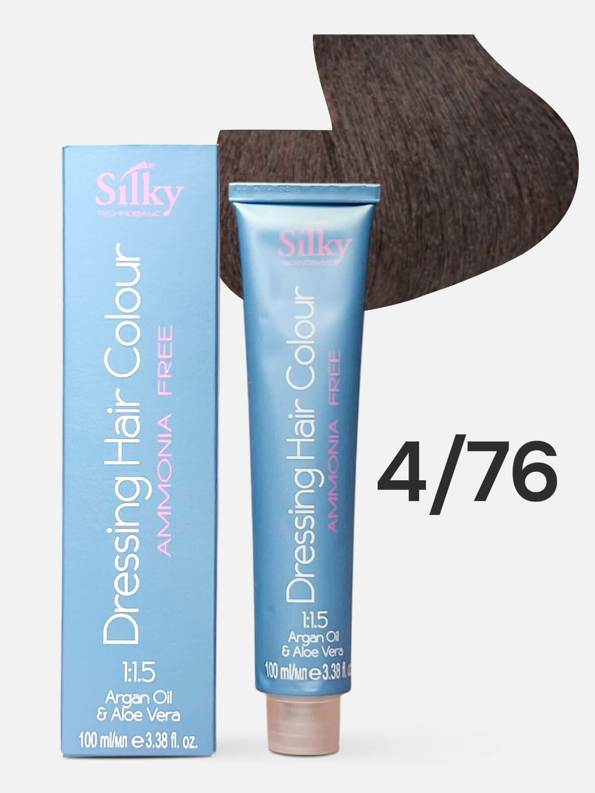 Крем - краска для волос профессиональная без аммиака Silky Dressing Haircolor 4.76 Каштановый Золотистый красный, 100 мл