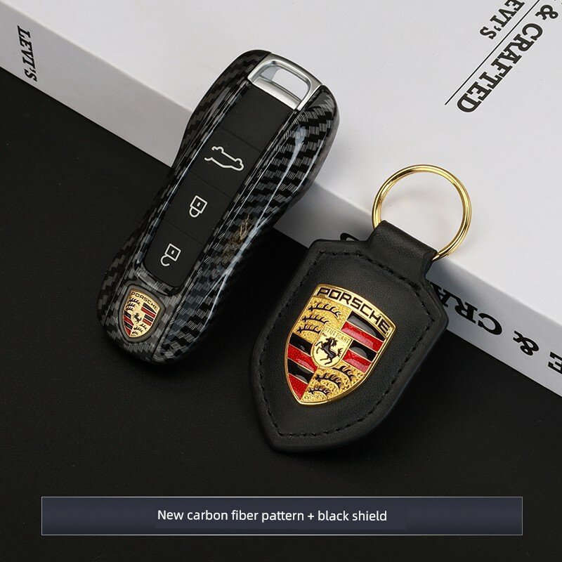Карбоновый чехол для ключа Porsche Macan Cayenne Panamera Taycan, текстура: карбон (новая модель)