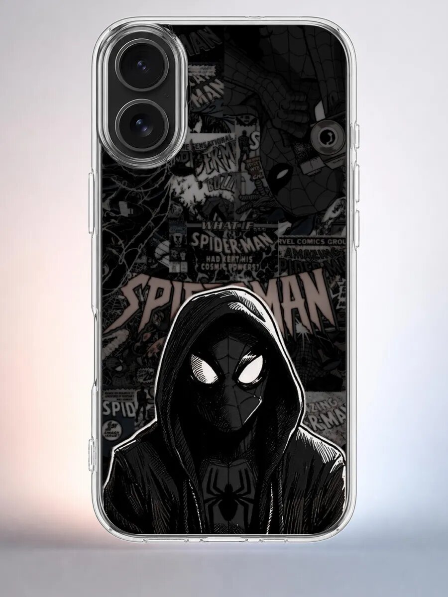 Чехол iPhone 16 spider-man силиконовый прозрачный