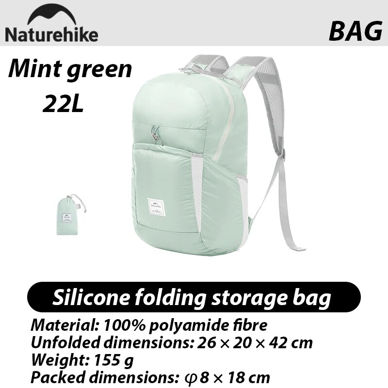 Naturehike Кемпинговый рюкзак 22 л Зеленый, Mint green-22L