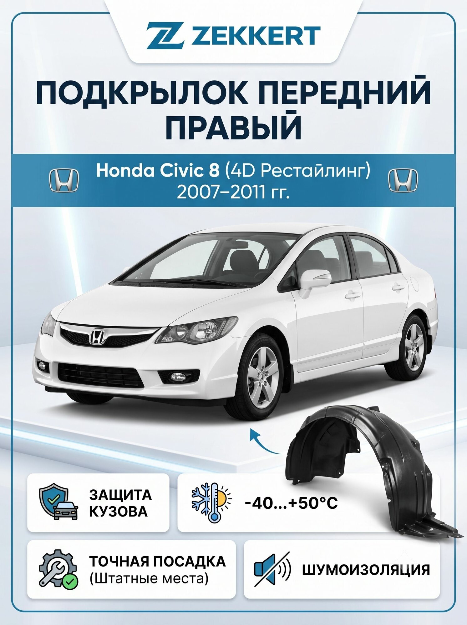 Подкрылок передний правый Бренд ZEKKERT для автомобиля Honda Civic VIII 4д от 2006-2012г
