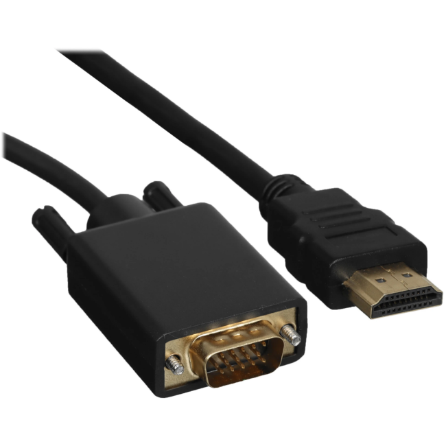 00-00032064 GoPower Переходник/ Кабель GoPower HDMI (m)-VGA (m) 1м черный Premium Zip-Lock c подвесом (1/200) — фото 1