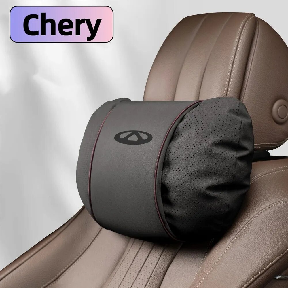 Подушка автомобильная Chery на подголовник, экозамша, 1 шт.