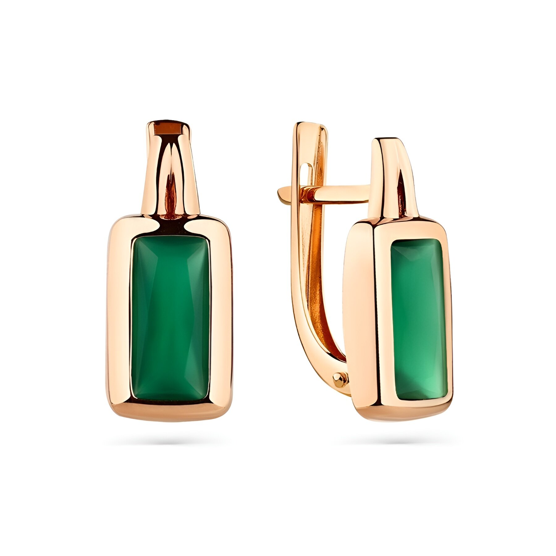 Серьги, золото, 585 проба, агат
