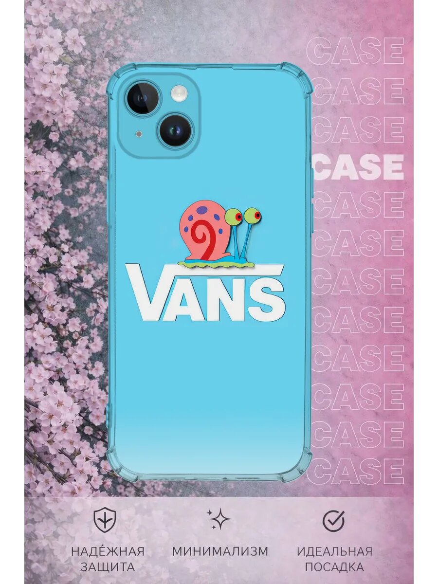 Чехол на iPhone 14 Plus с принтом Vans Губка боб Гэри