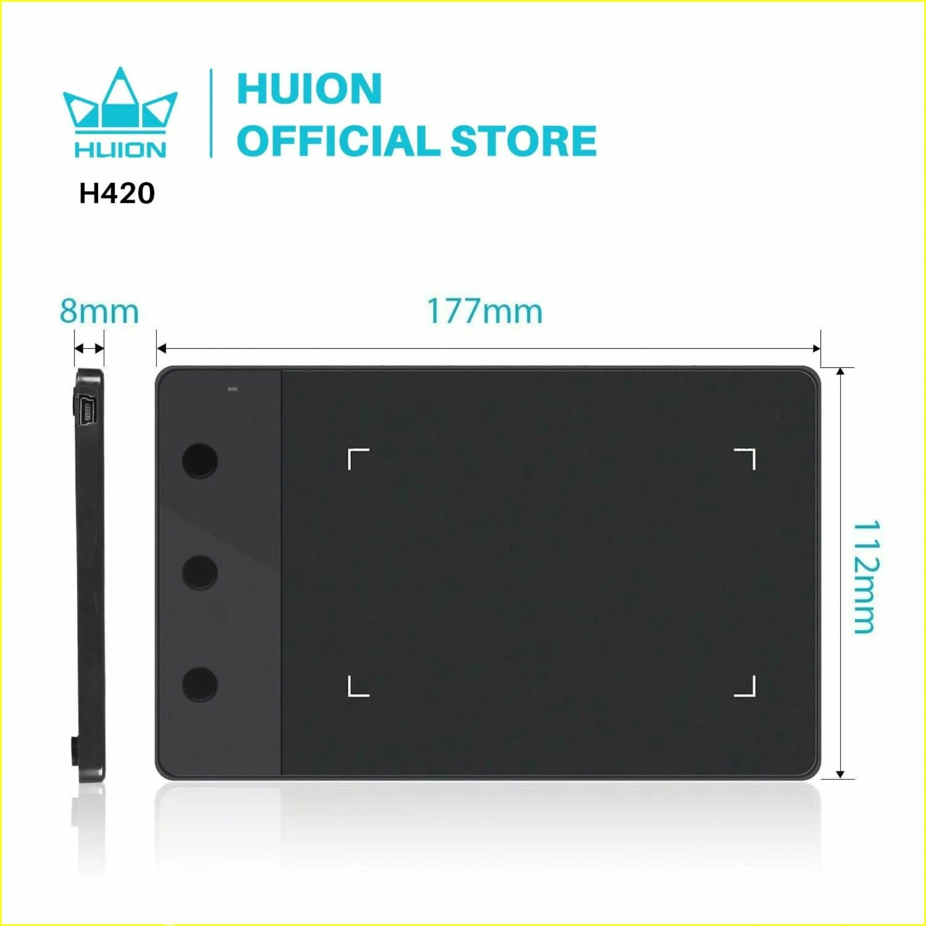 Графический планшет HUION H420, формат A4, прозрачный, черный