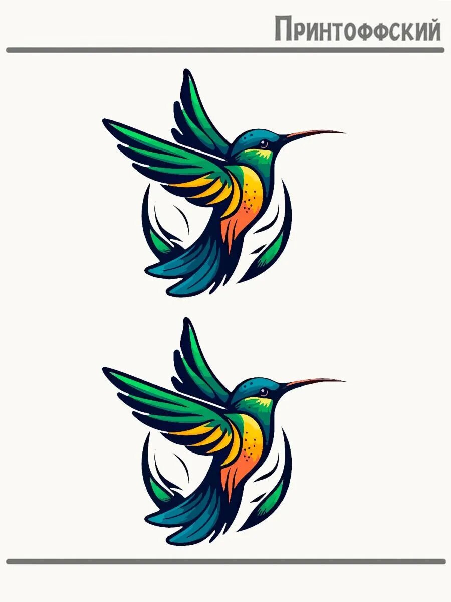 2-е (Две) Термонаклейки колибри птица colibri