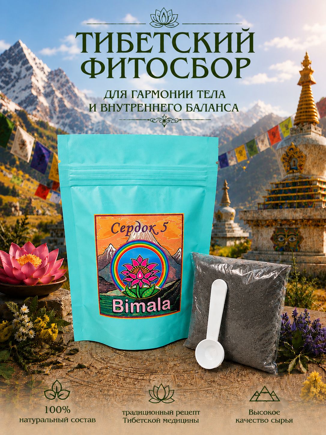 Тибетский фитосбор Сердок 5 в порошке на месяц