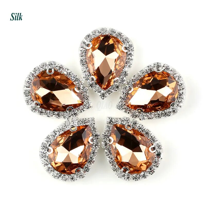 Стразы для шитья QIAO DR формы silk, 13x18mm - 50pcs