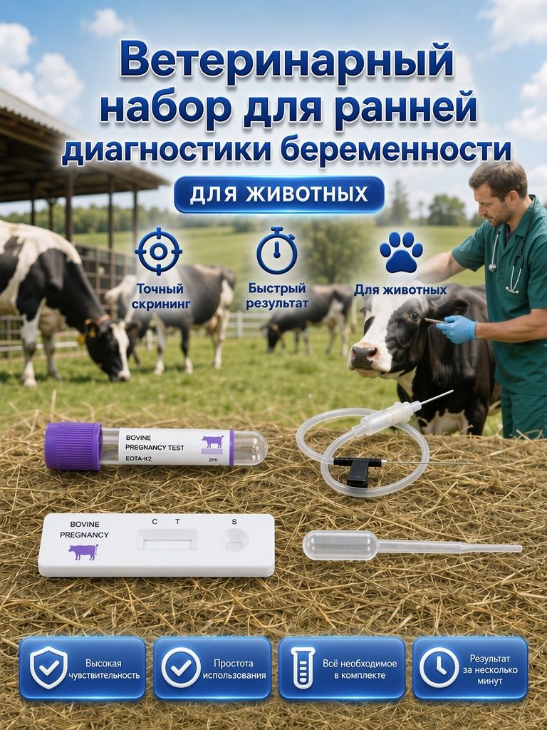 Тест на раннюю беременность коров ветеринарная диагностика скота контроль стада