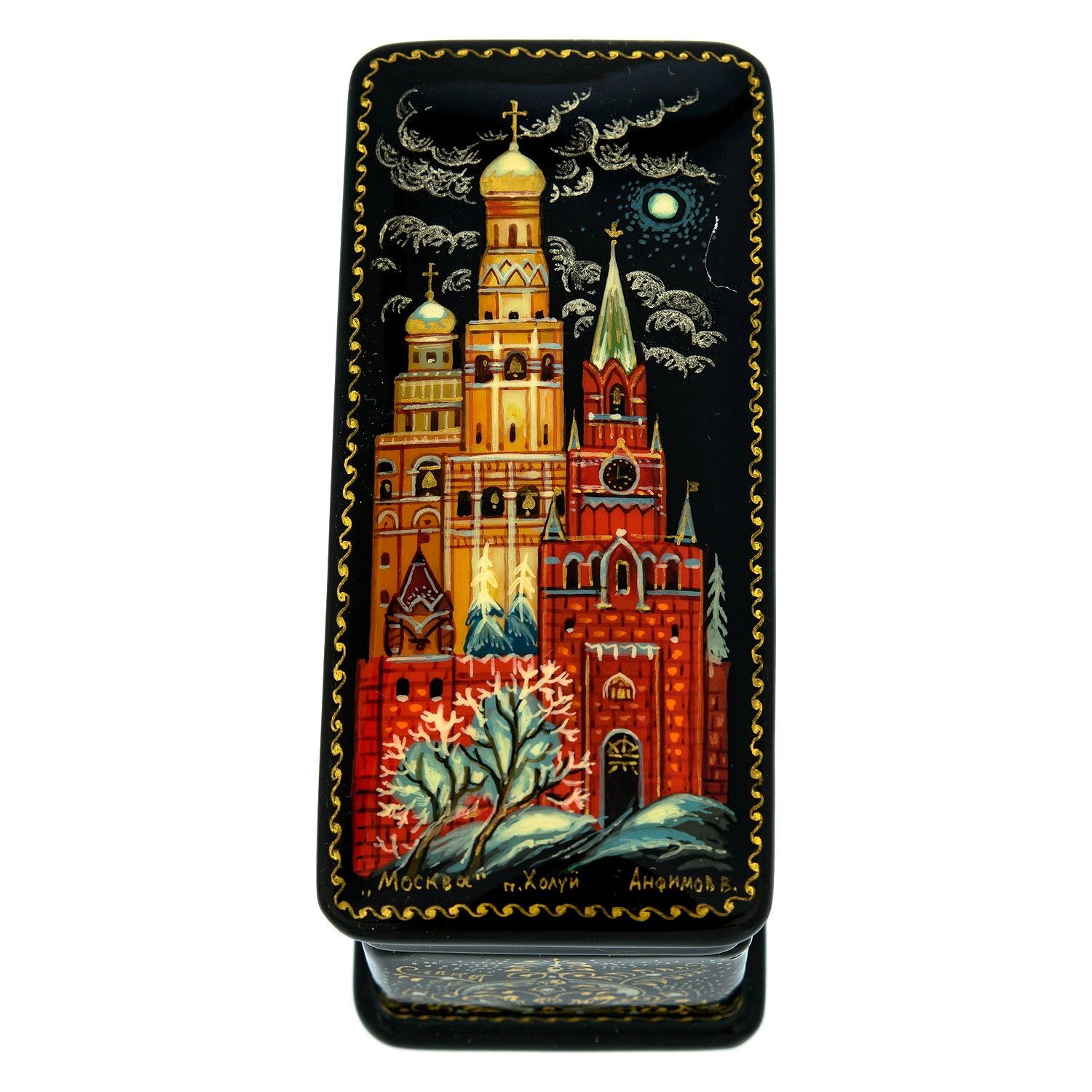 0076785 Лаковая миниатюра Шкатулка "Москва" 07*03 см 6,233
