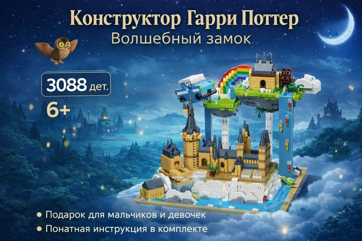 Конструктор Гарри Поттер Волшебный замок, 3088 дет ( набор / подарок для мальчиков и девочек / подарок ребенку)