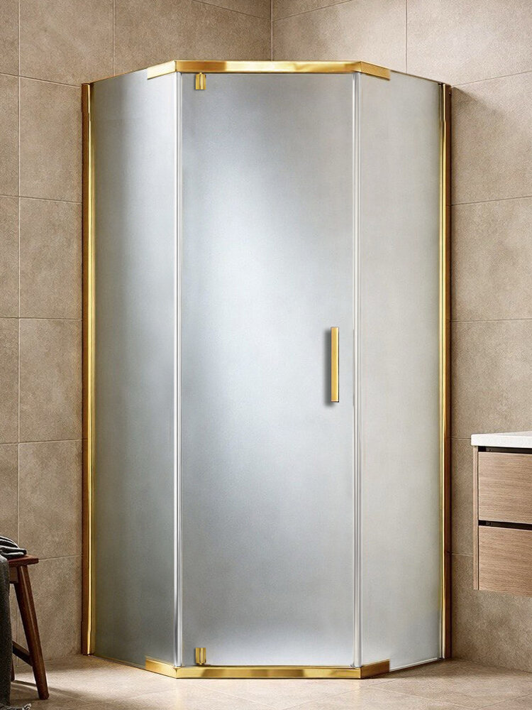 Душевой уголок трапеция Royal Bath 85х85х200 закаленное стекло матовое 6мм профиль золото полированный
