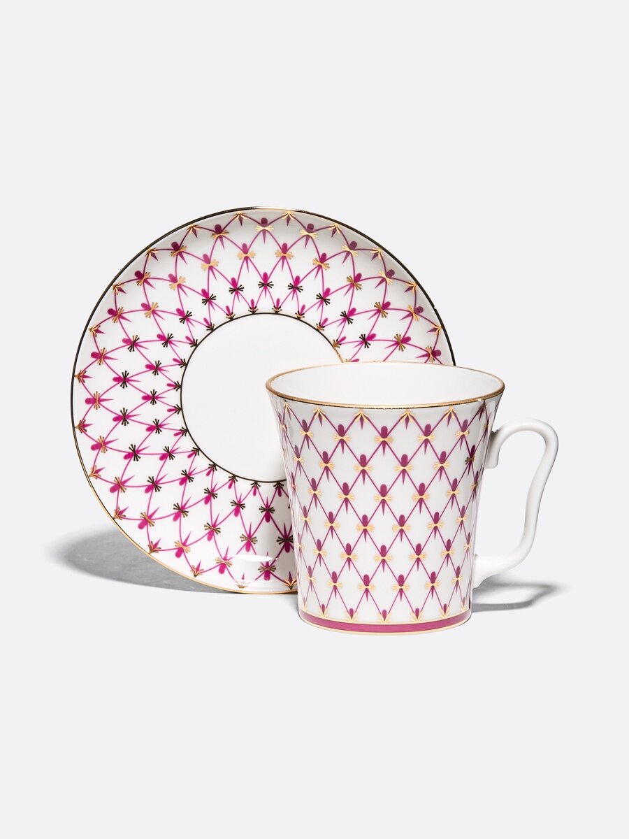 Бокал с блюдцем "Сетка-Блюз2" форма Ленинградский, 360 мл, Императорский Фарфоровый Завод